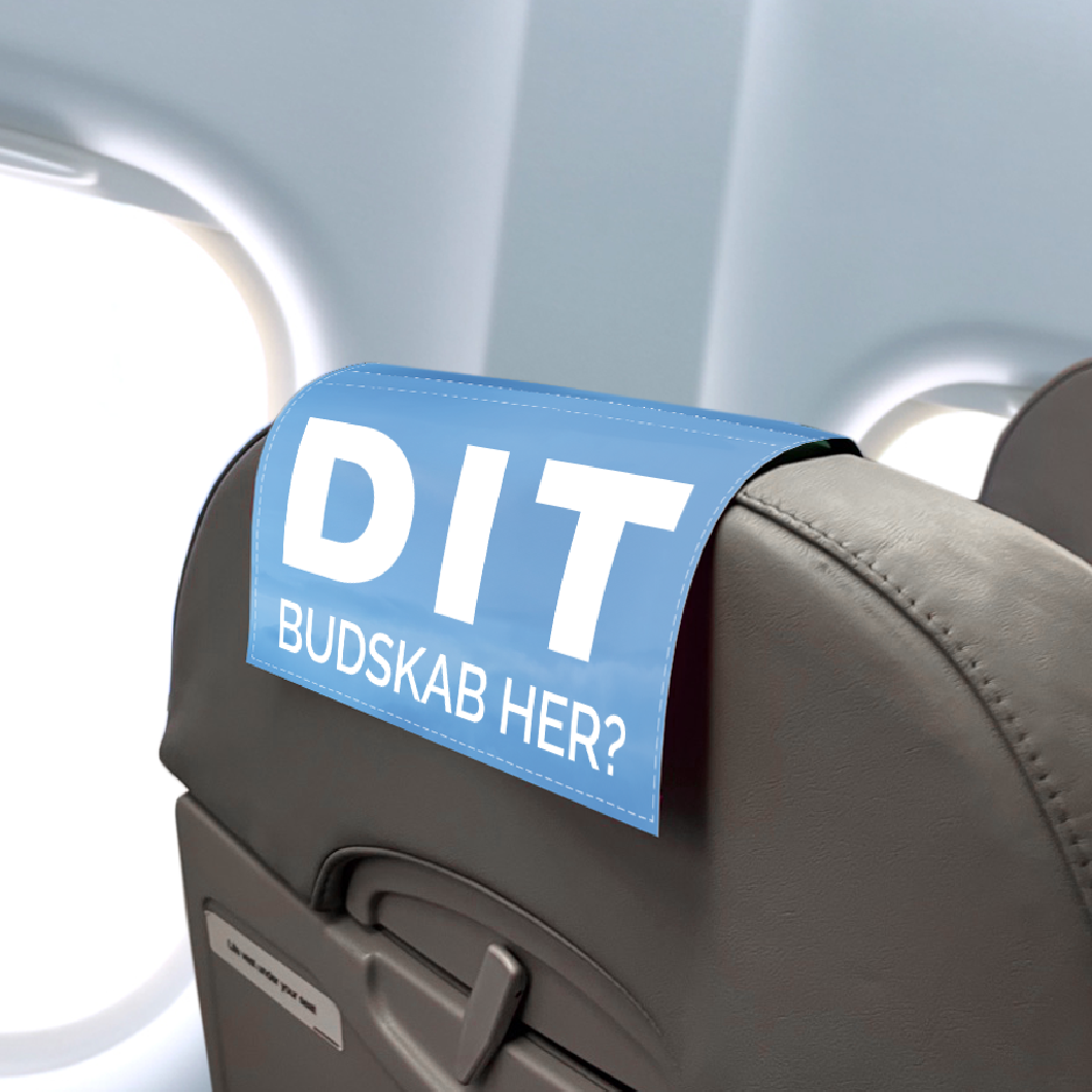 Annoncer ombord på vores fly - DAT